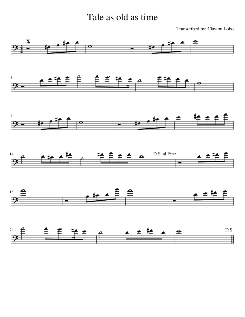 Tale As Old As Time Sheet Music For Cello Download Free In PDF Or MIDI Tale As Old As Time Sheet Music For Cello Download Free In PDF Or MIDI