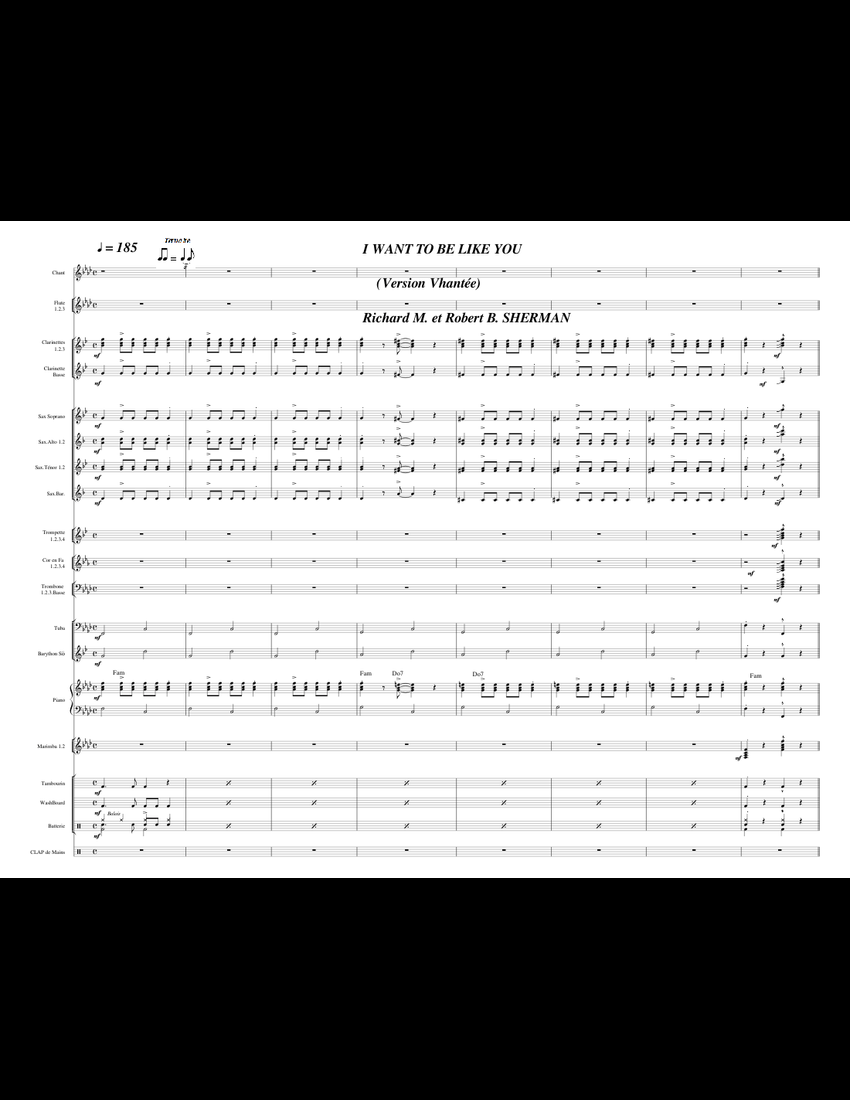 I WANT TO BE LIKE YOU sheet music for Piano, Flute, Clarinet, Soprano ...