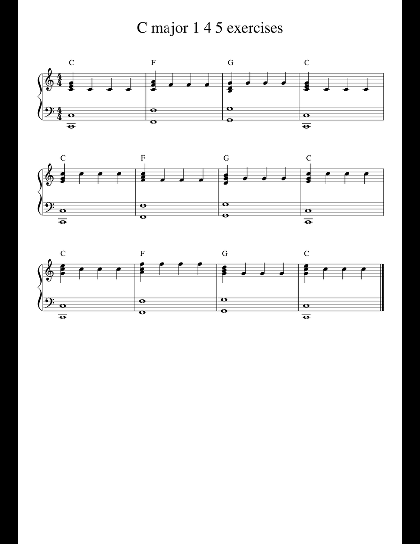 C major 1 4 5 exercises sheet music for Piano download free in PDF or MIDI