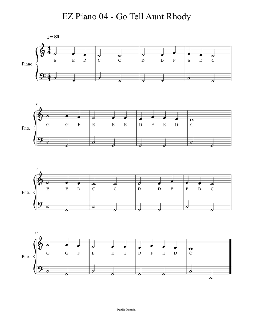 EZ Piano 04 - Go Tell Aunt Rhody Sheet music for Piano (Solo ...