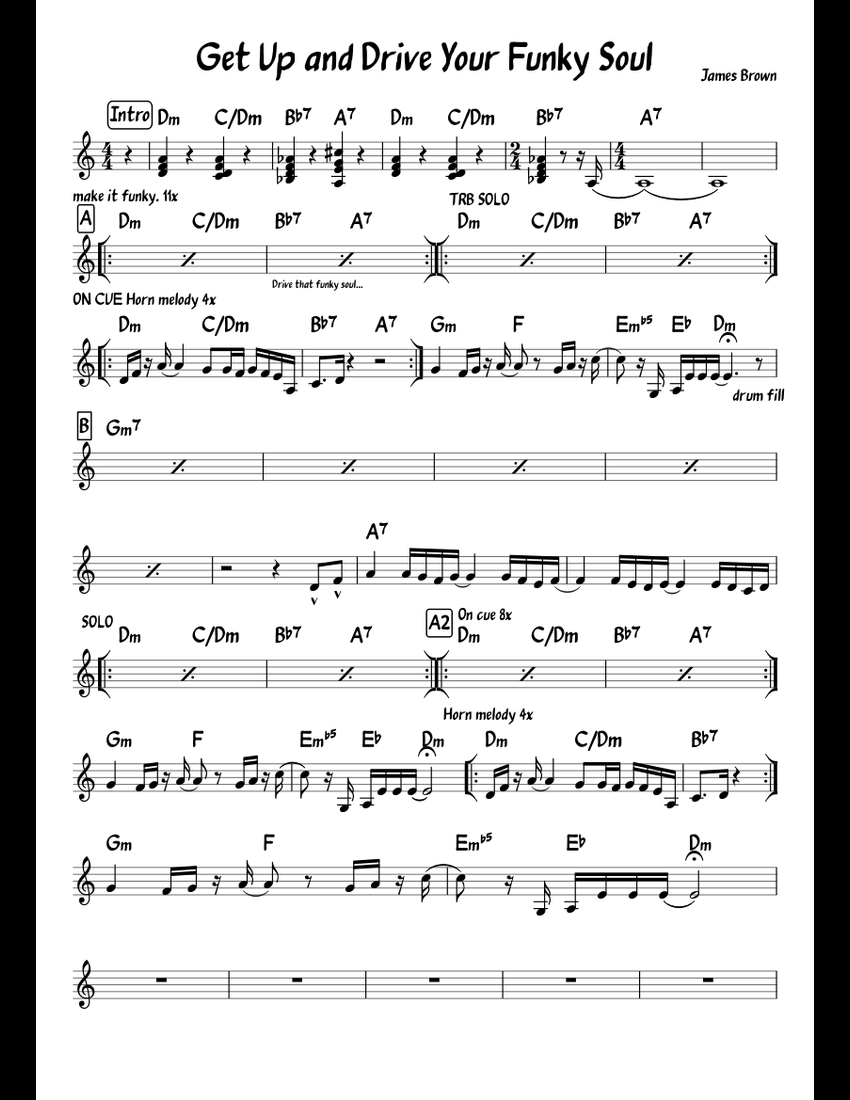 Get Up and Drive Your Funky Soul sheet music for Piano download free in ...
