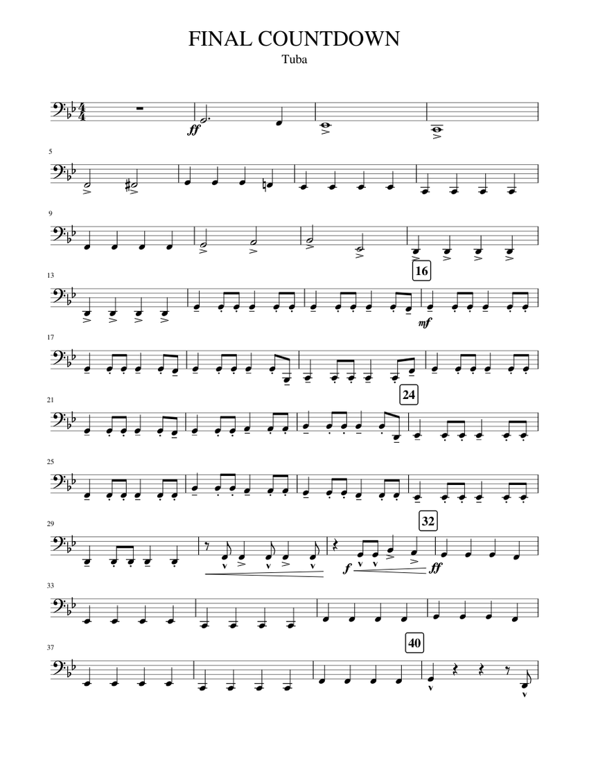 FINAL COUNTDOWN(튜바) Sheet music for Saxophone (Alto) (Solo) | Musescore.com