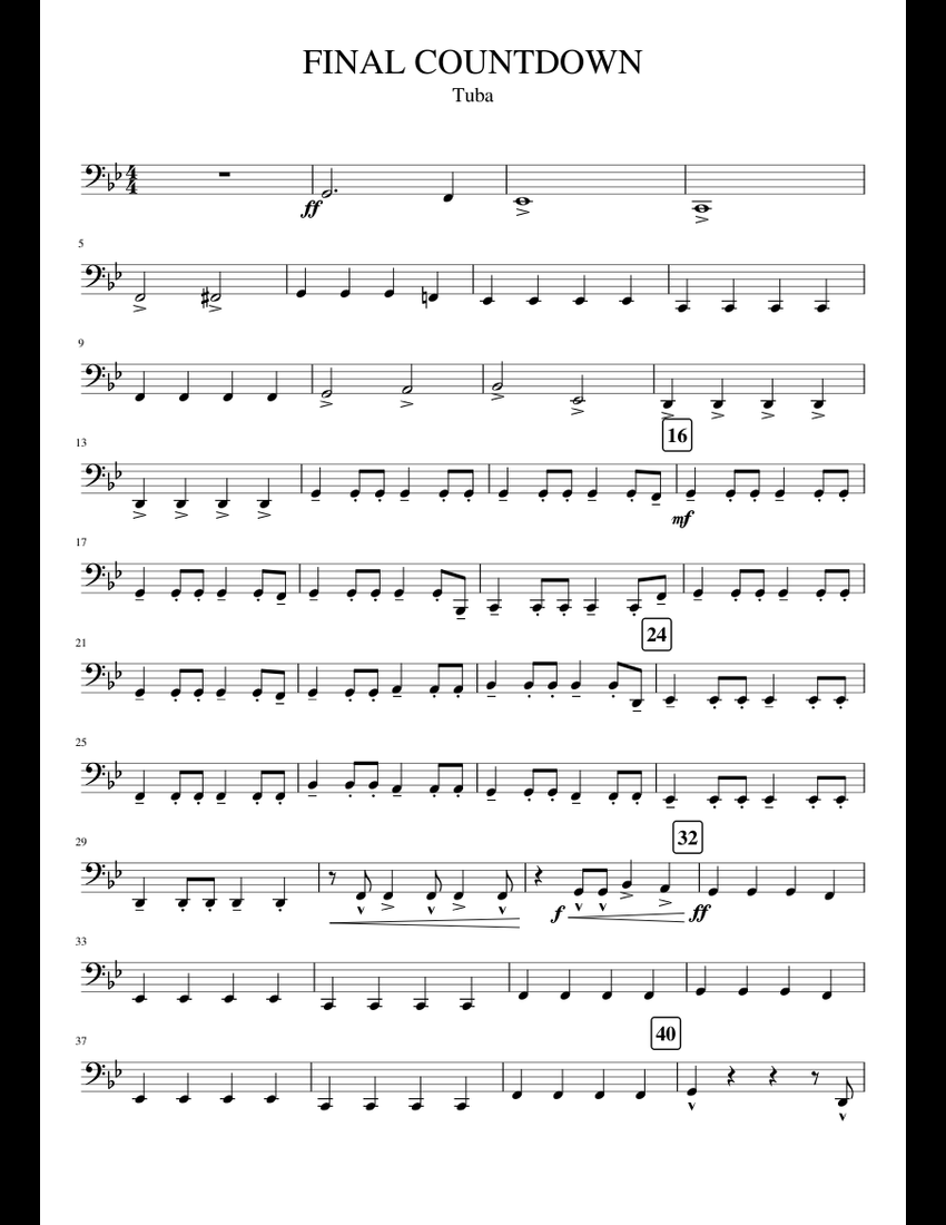 FINAL COUNTDOWN(튜바) sheet music for Alto Saxophone download free in PDF ...