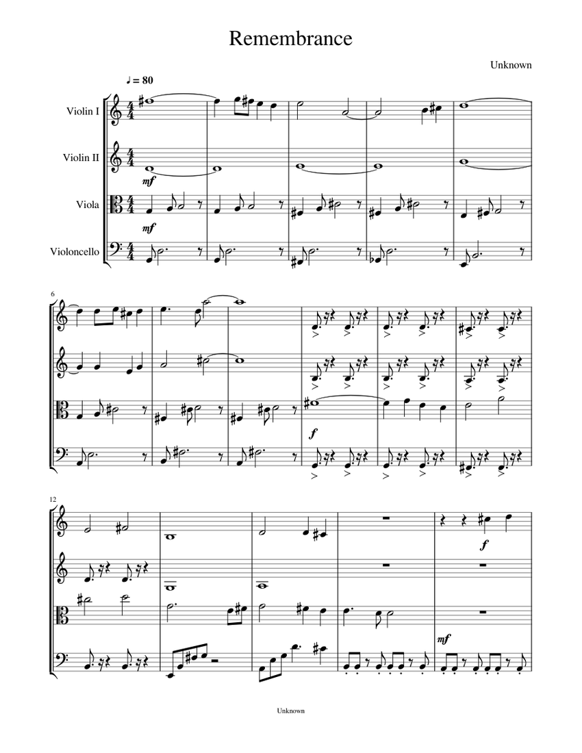 Remembrance Sheet music for Piano, Harpsichord, Percussion | Download ...