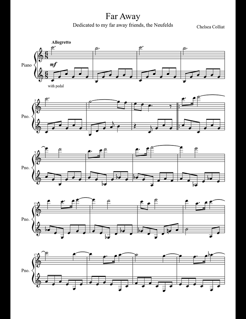 Far Away sheet music for Piano download free in PDF or MIDI
