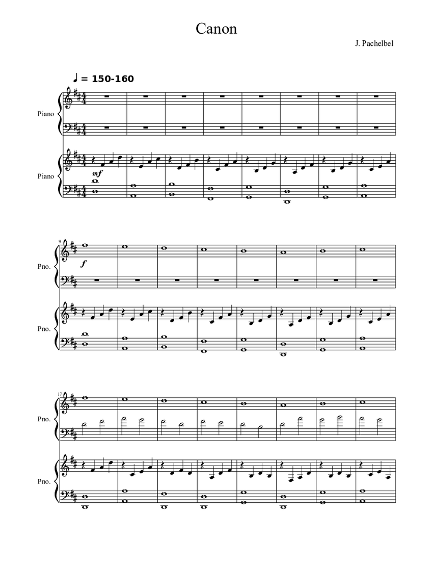 Canon 4 mains piano Sheet music for Piano (Piano Duo) | Musescore.com
