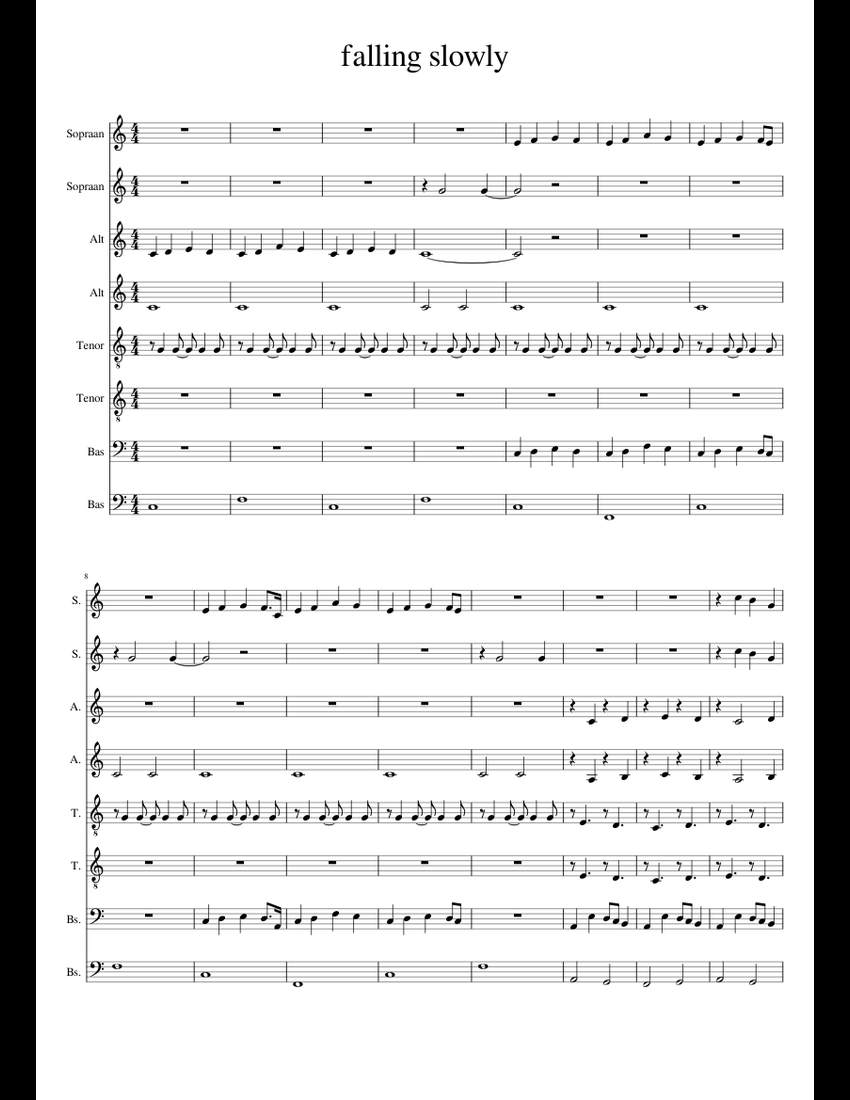Falling slowly 58 sheet music for Keyboard, Soprano Saxophone, Trumpet ...
