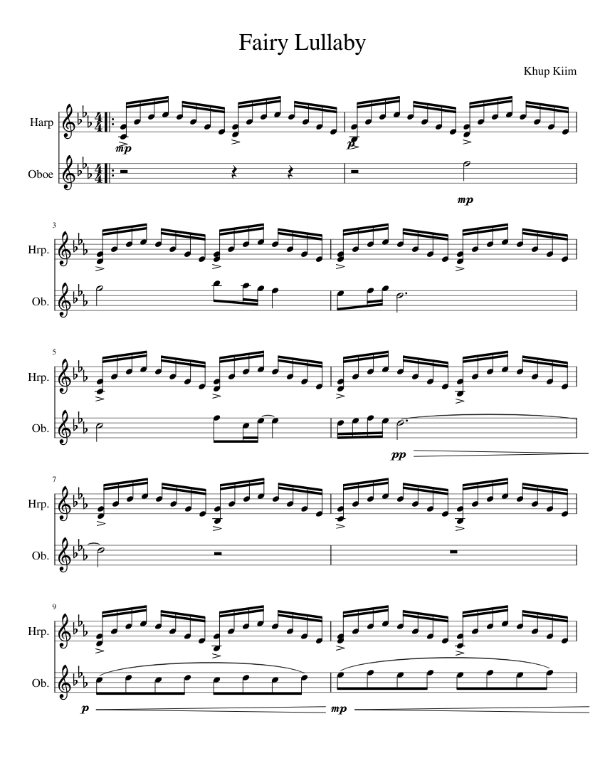 Fairy's Lullaby Sheet music for Flute, Harp, Oboe | Download free in ...
