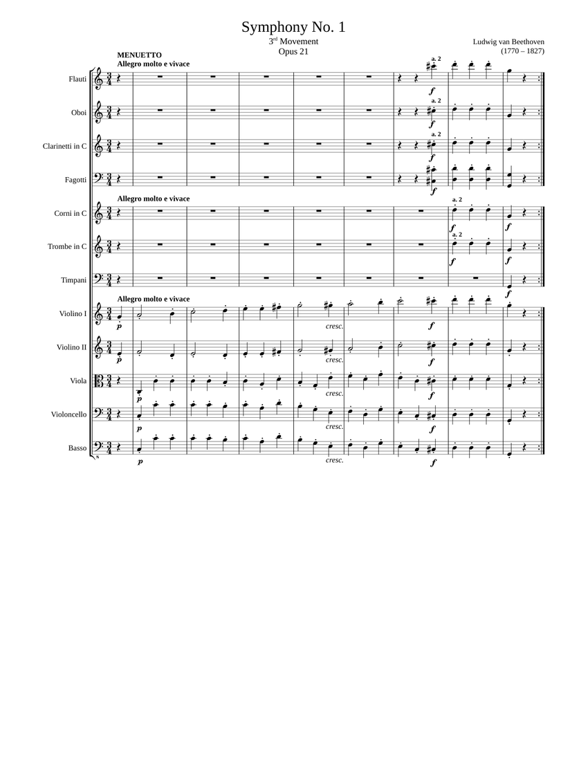 Symphony No. 1, 3rd Movement Sheet music for Flute, Clarinet, Oboe, Bassoon | Download free in ...