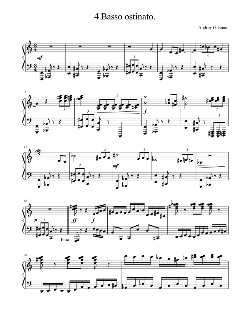 Basso ostinato from "Polyphonic Nootebook" Sheet music | Musescore.com