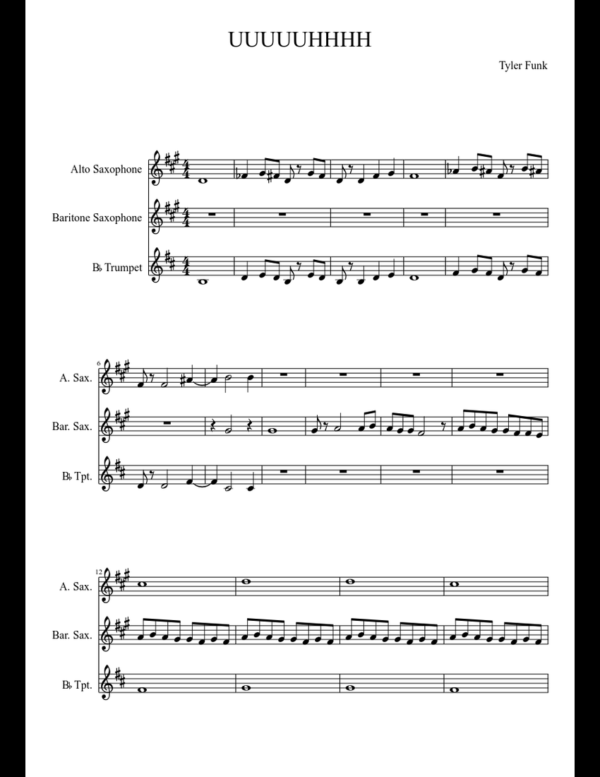 Dat song Doe sheet music for Alto Saxophone, Baritone Saxophone ...