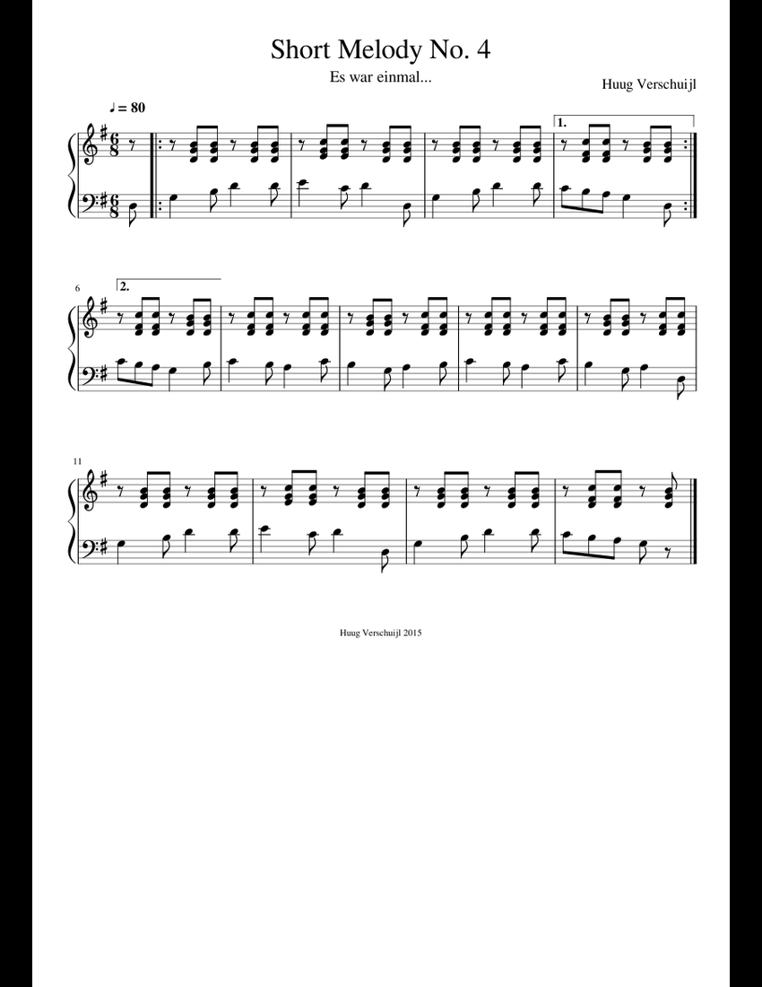 Short Melody No. 4 sheet music for Piano download free in PDF or MIDI