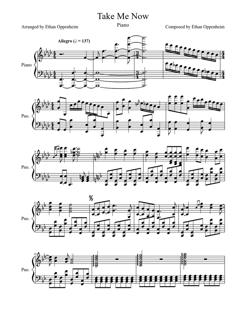 Take Me Now Sheet music for Piano (Solo) | Musescore.com