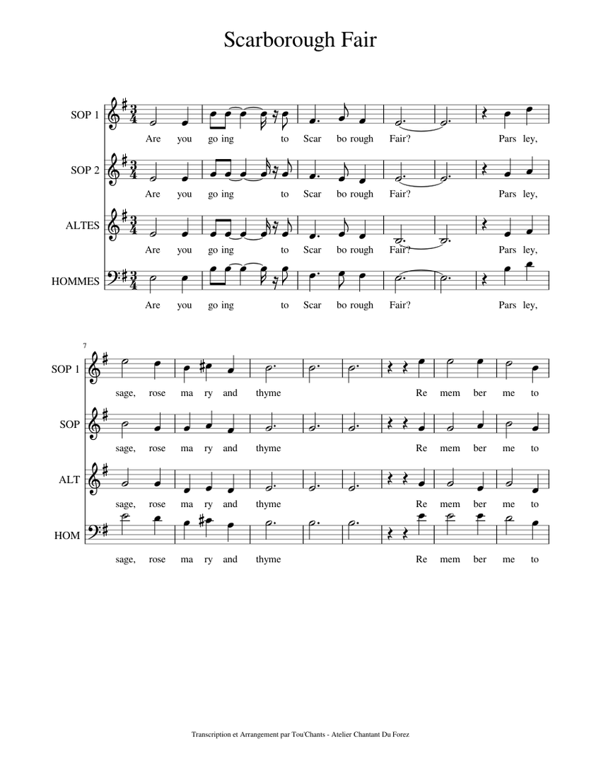 Scarborough Fair Sheet music for Voice | Download free in PDF or MIDI ...