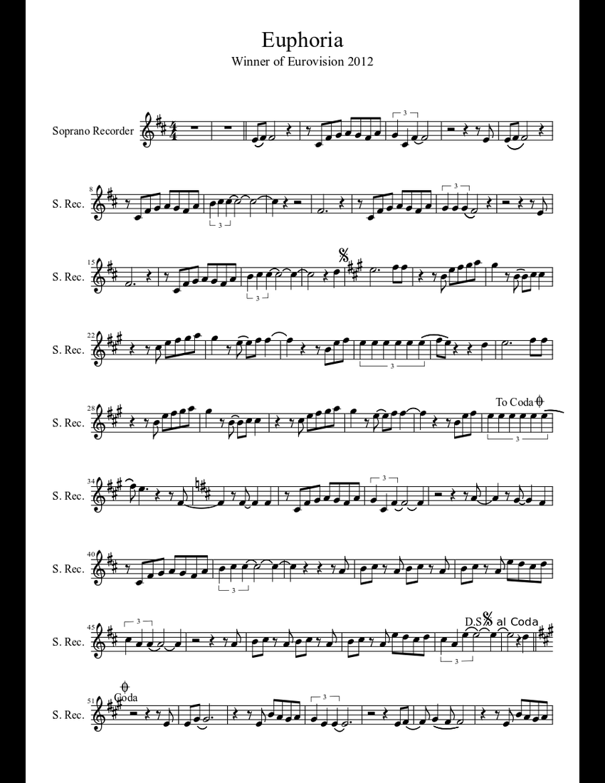 Euphoria sheet music download free in PDF or MIDI