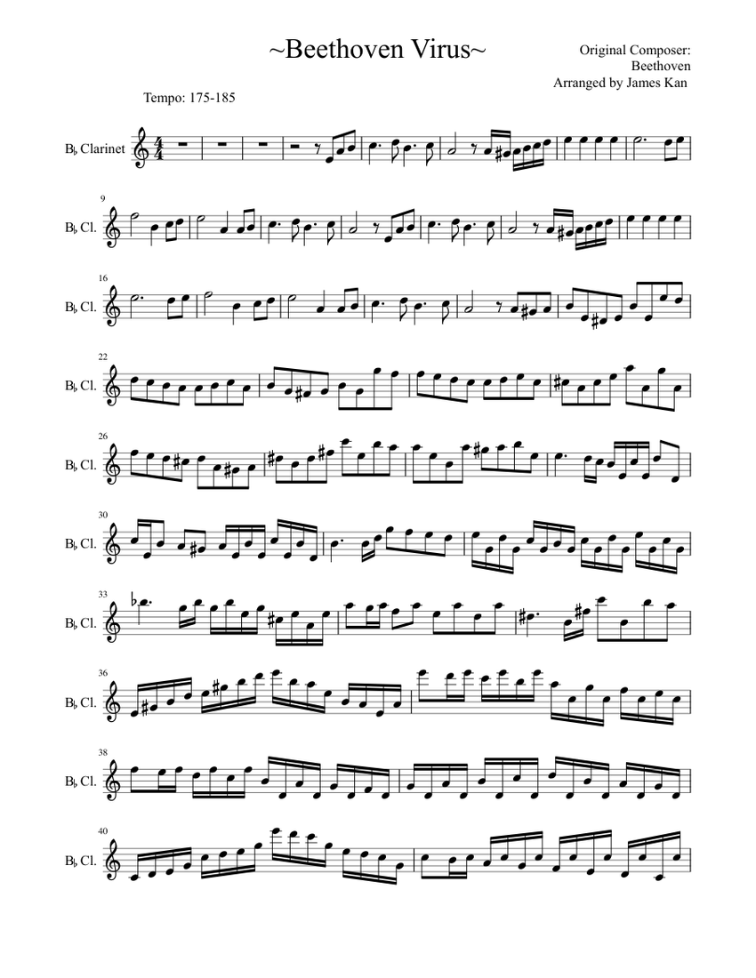 ~Beethoven Virus~ Sheet music for Clarinet | Download free in PDF or ...