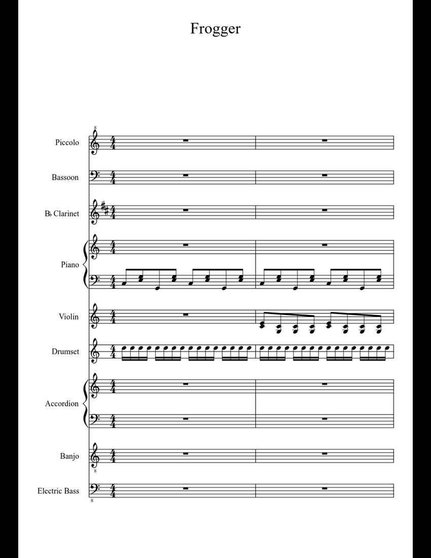 Frogger - (for your listening pleasure only) sheet music for Clarinet ...