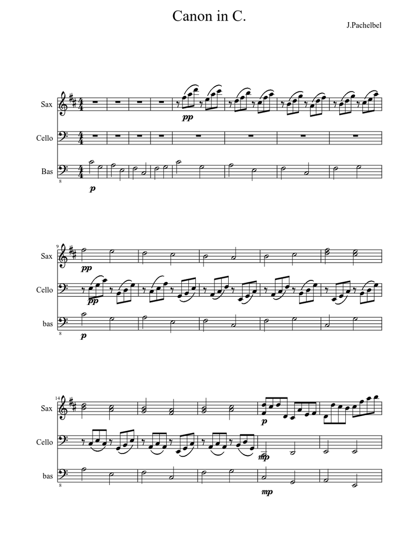 Canon in C. Sheet music | Download free in PDF or MIDI | Musescore.com