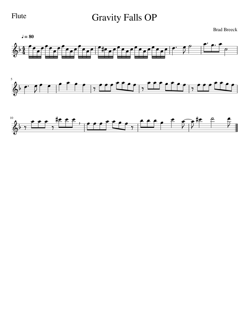 Gravity Falls OP Sheet music for Flute | Download free in PDF or MIDI | Musescore.com