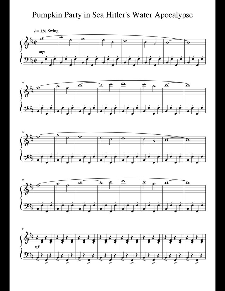 Pumpkin Party in Sea Hitler's Water Apocalypse sheet music for Piano ...