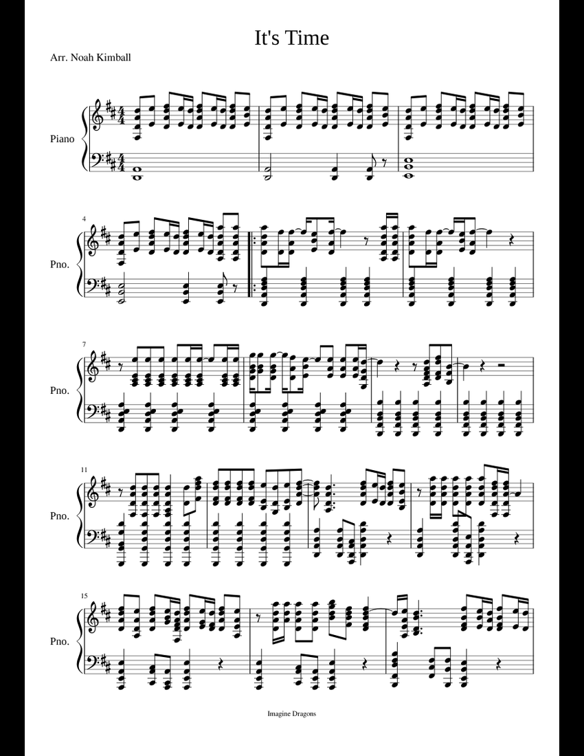 It s Time Imagine Dragons sheet music for Piano download free in PDF or ...