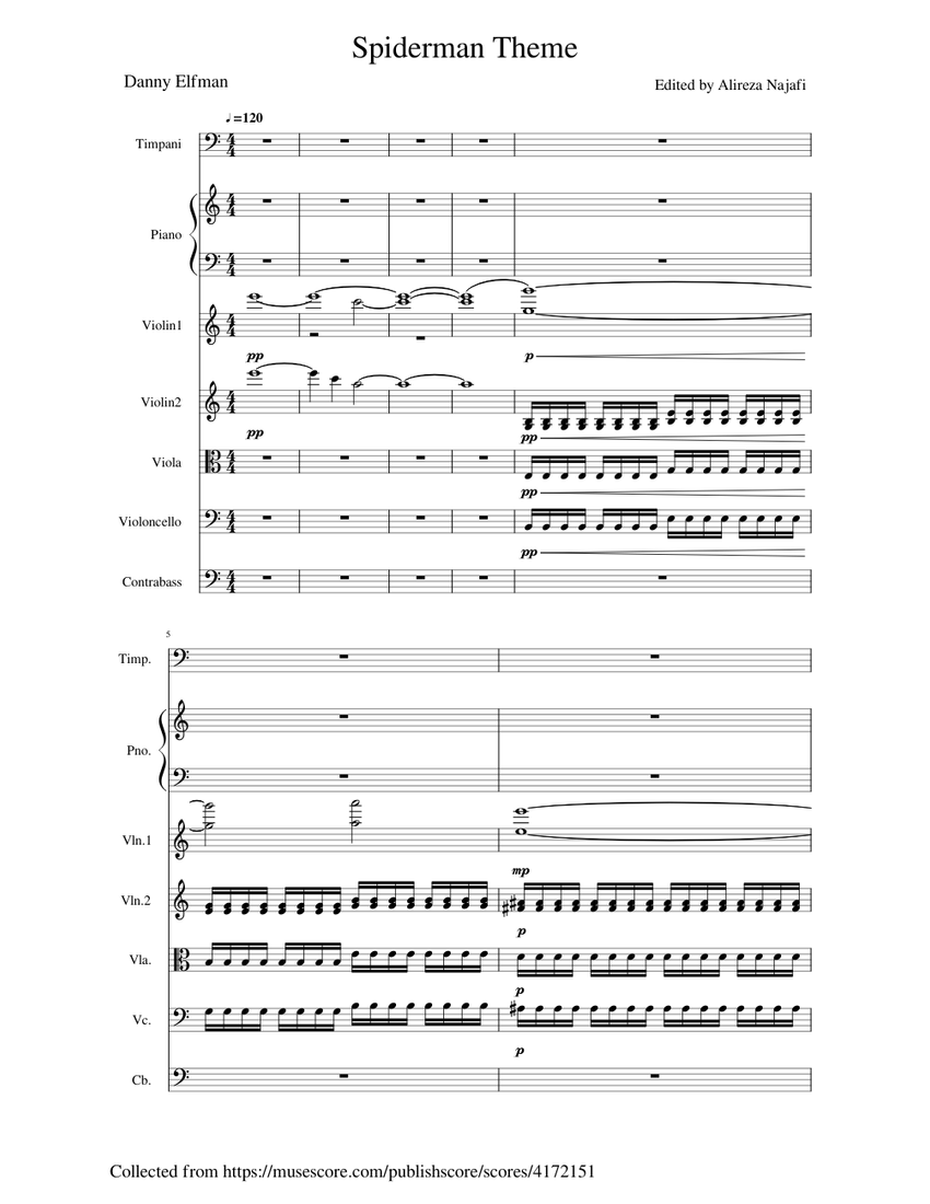 Spider Man Theme Sheet music for Piano, Violin, Cello, Viola & more ...