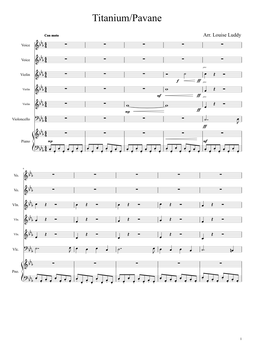 Titanium/Pavane sheet music for Clarinet, Violin, Piano, Cello download free in PDF or MIDI