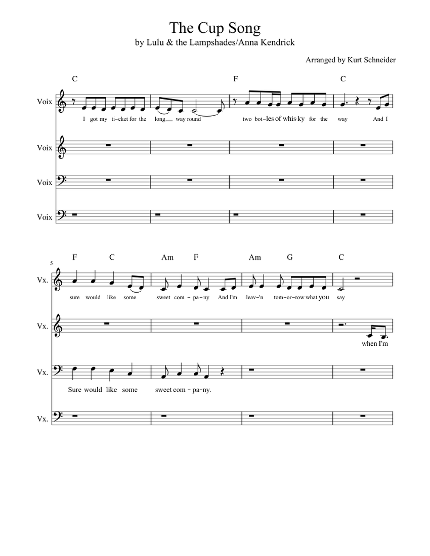 Cup song (arr Schneider) Sheet music for Voice | Download free in PDF ...