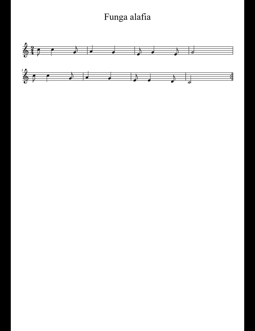 Funga alafia sheet music for Flute download free in PDF or MIDI