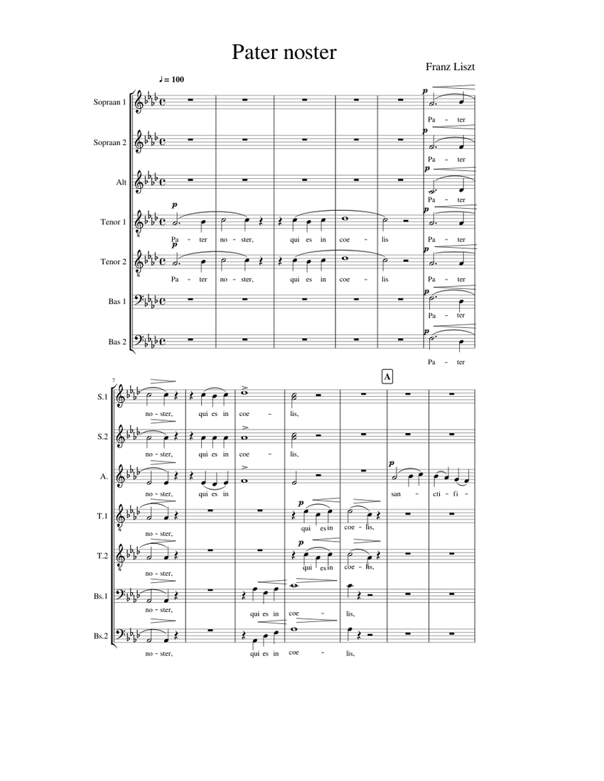 Liszt Pater Noster aus Christus S3 Sheet music for Flute, Clarinet ...