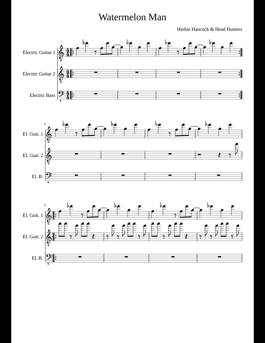 1973 Watermelon Man H Hancock Head Hunters Trio version sheet music for ...