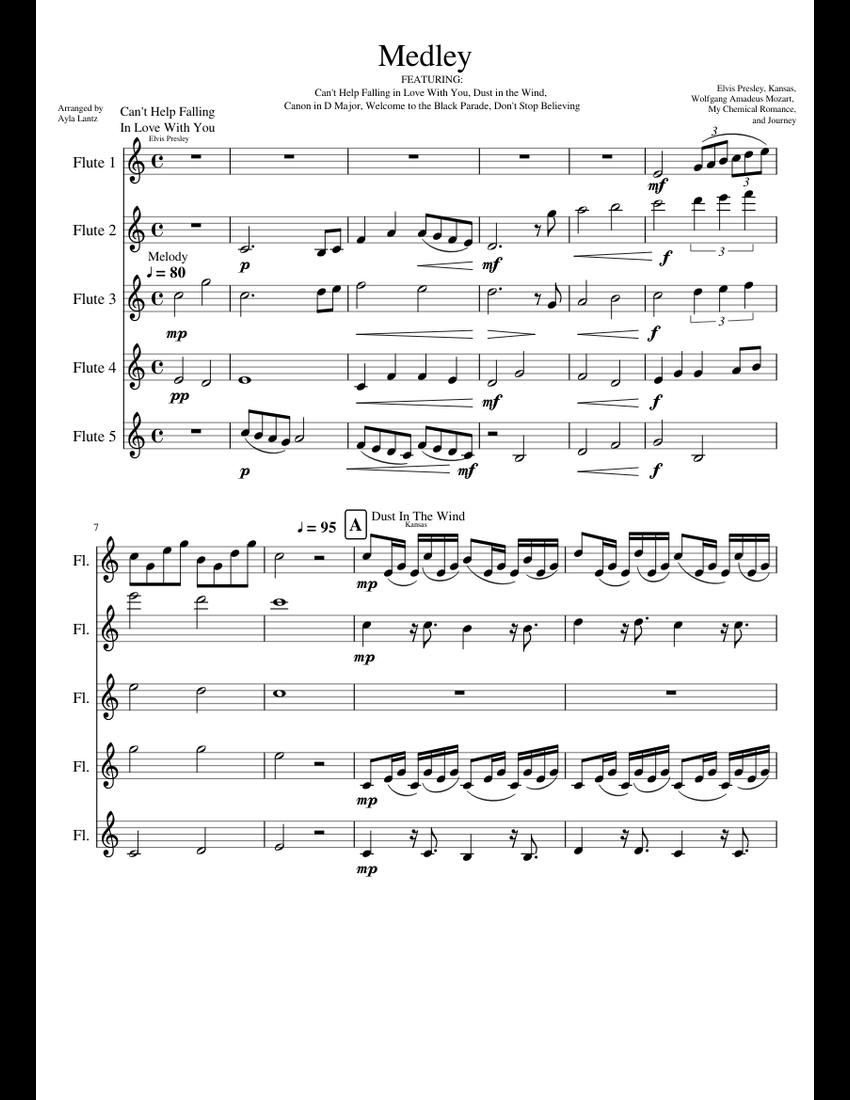 Medley sheet music for Flute download free in PDF or MIDI