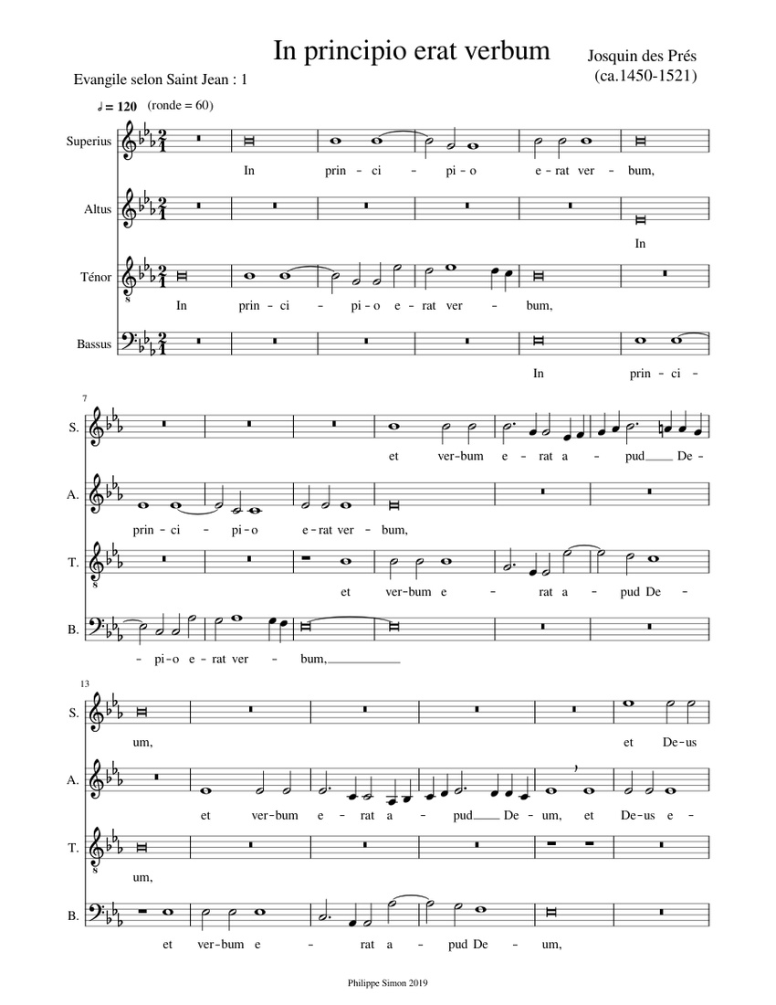 In principio erat verbum Sheet music for Soprano, Tenor, Alto, Bass ...