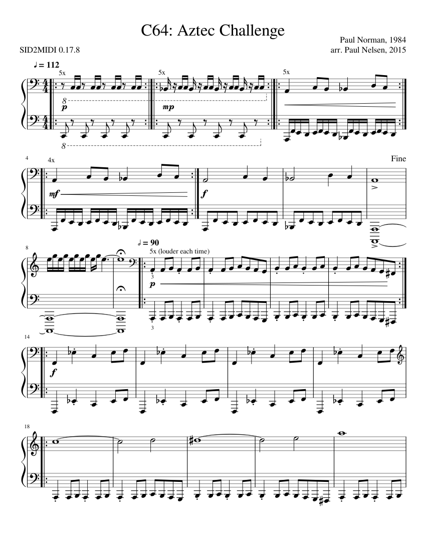 Aztec Challenge Sheet music for Piano | Download free in PDF or MIDI ...