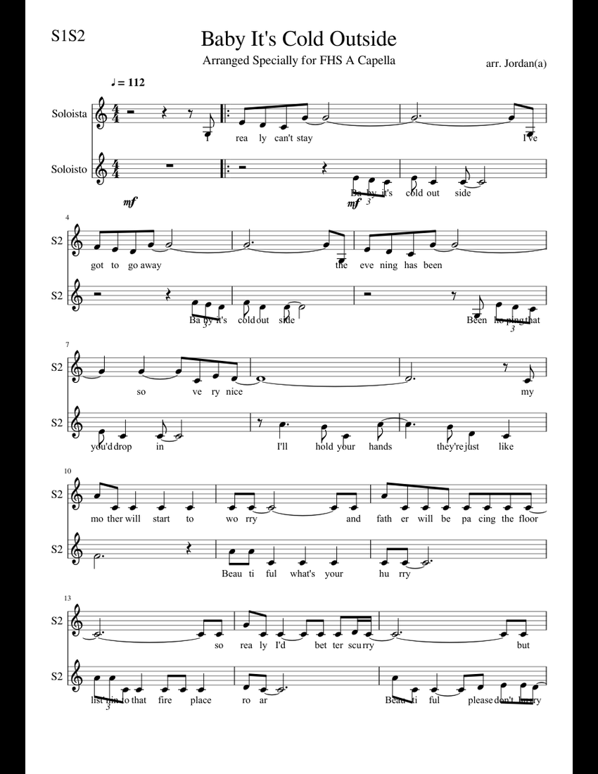 Soloists - Baby It's Cold Outside sheet music for Piano download free ...