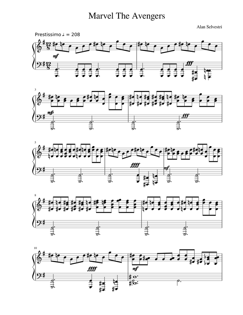 Marvel The Avengers Sheet music for Piano | Download free in PDF or ...