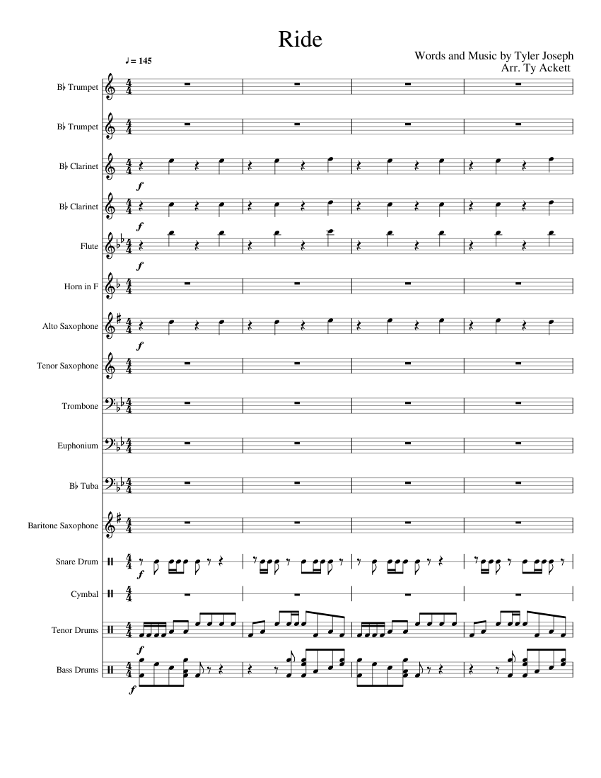 Ride Sheet music for Clarinet, Flute, Trumpet, French Horn | Download ...