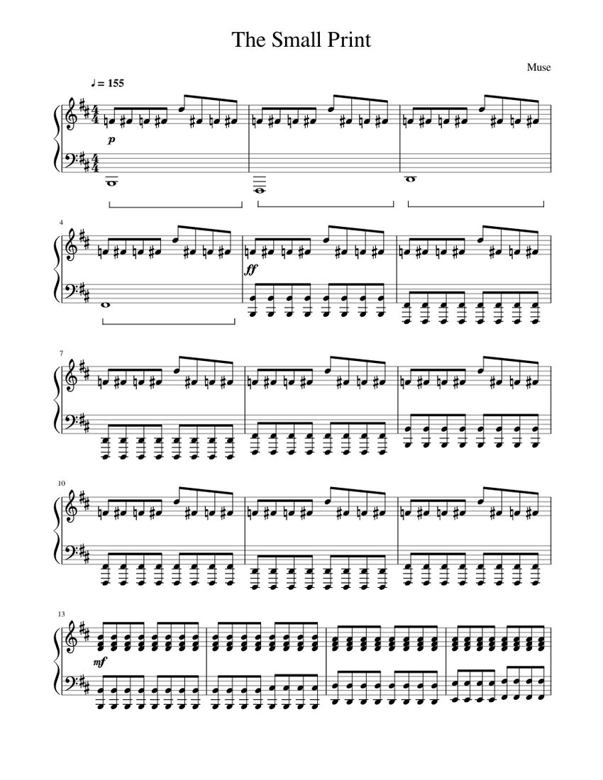 The Small Print - Muse Sheet music for Piano (Solo) | Musescore.com