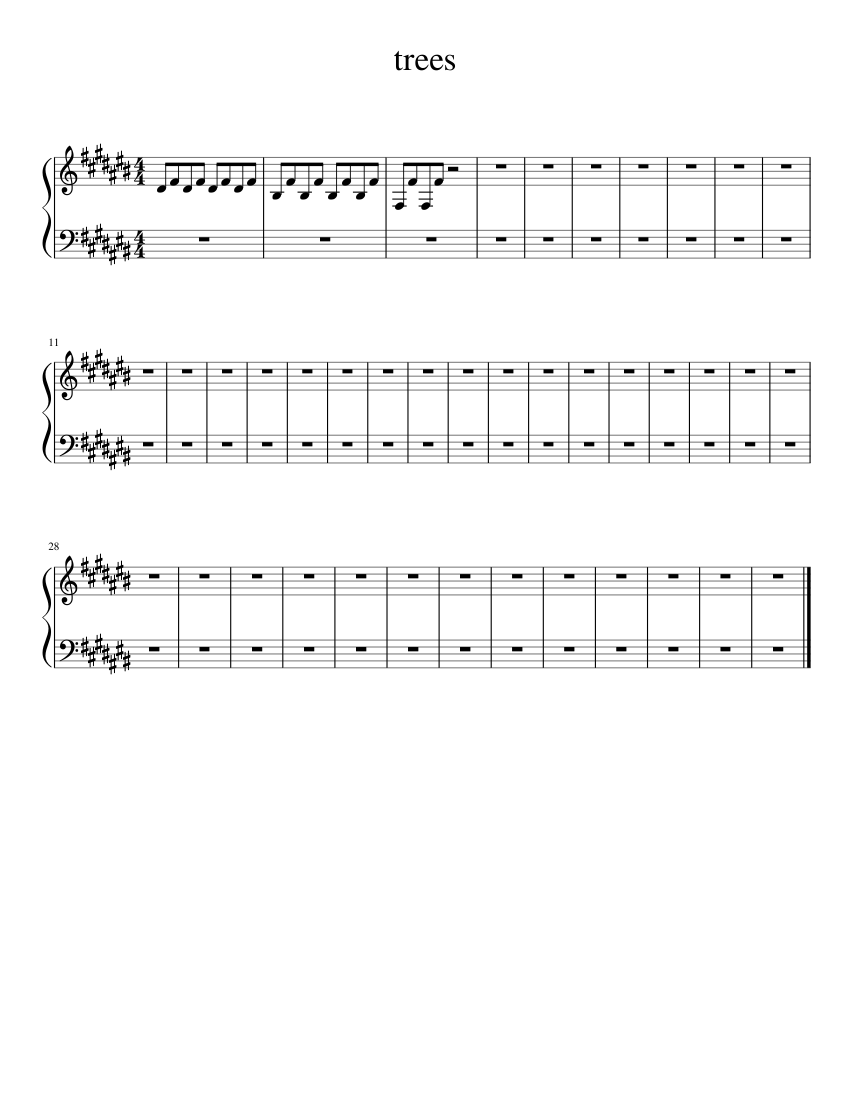 trees sheet music for Piano download free in PDF or MIDI