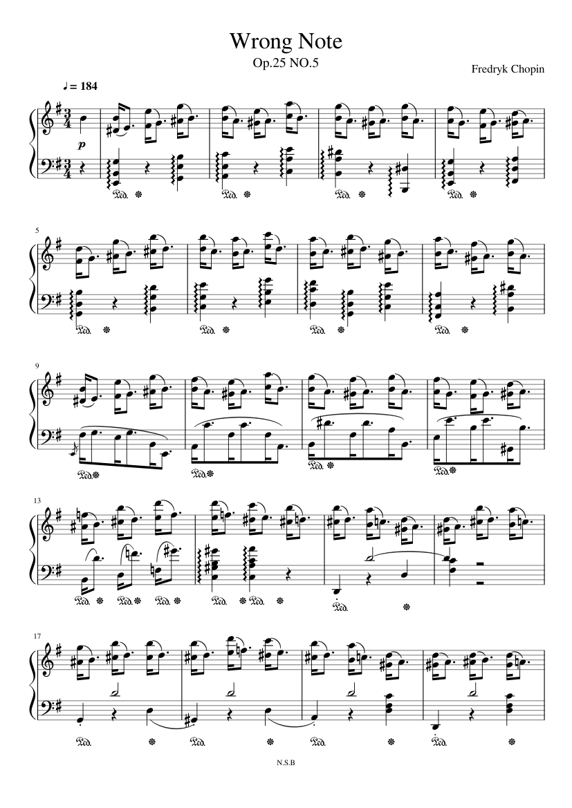 Fredryk Chopin Etude Op.25 No.5 sheet music for Piano download free in PDF or MIDI