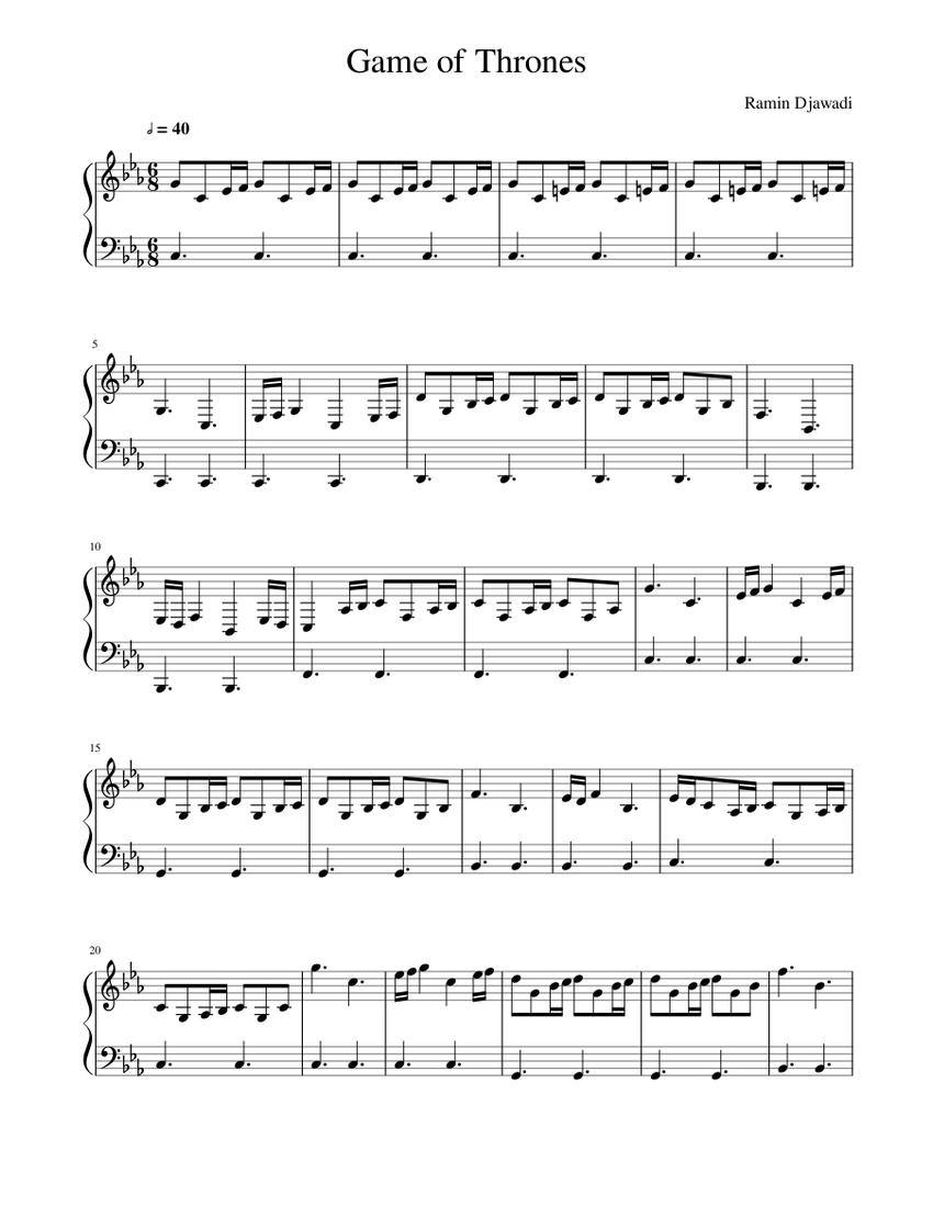 Game of Thrones Sheet music for Piano (Solo) | Musescore.com