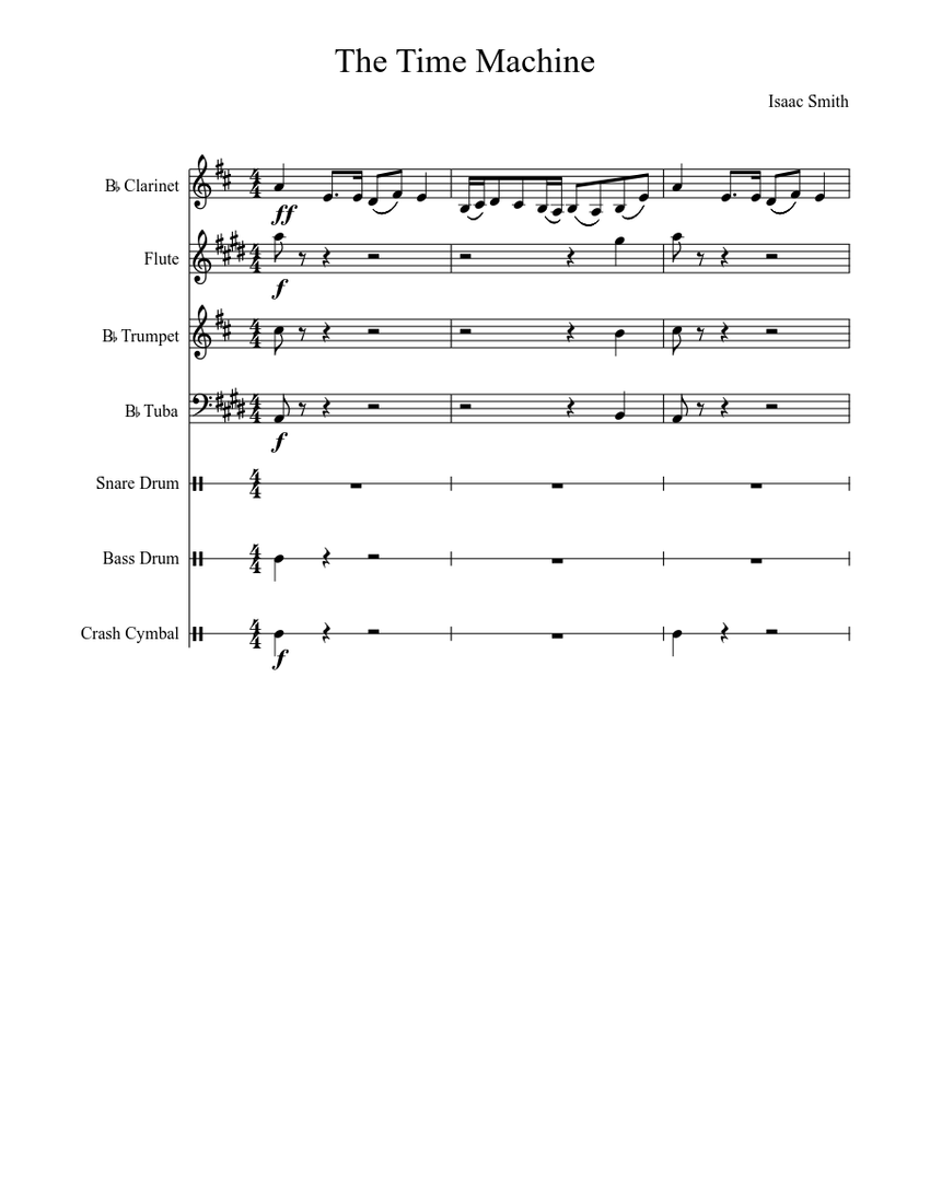 The Time Machine Sheet music for Flute, Tuba, Trumpet, Clarinet (Mixed ...