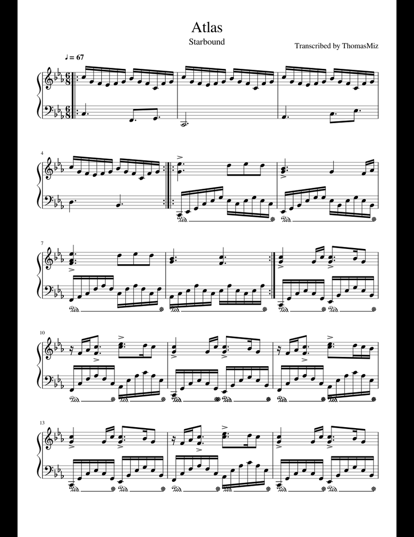 Starbound - Atlas sheet music for Piano download free in PDF or MIDI