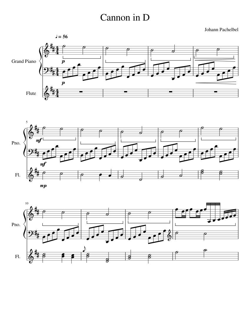 Canon in D Sheet music for Flute, Piano (Solo) | Musescore.com