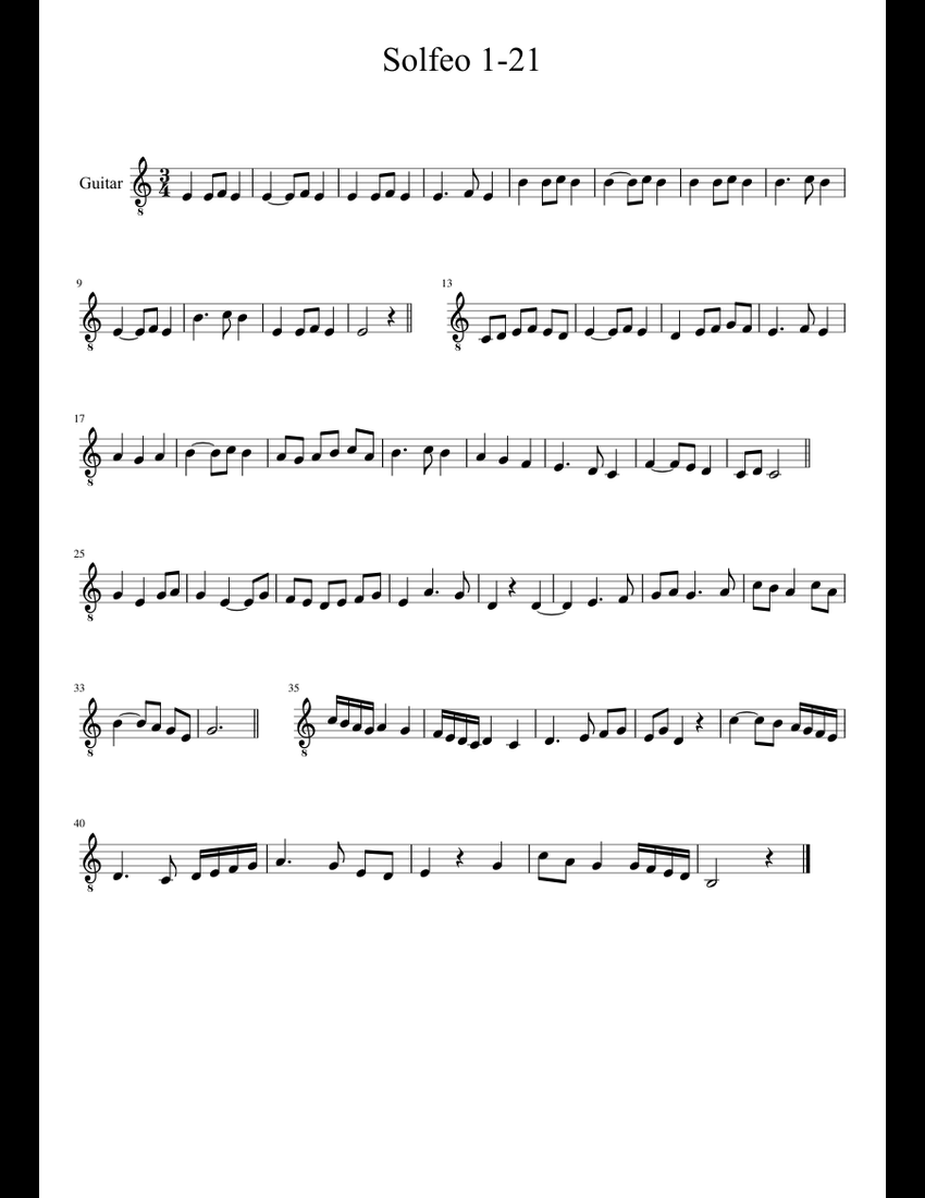 Solfeo 1-21 sheet music for Guitar download free in PDF or MIDI