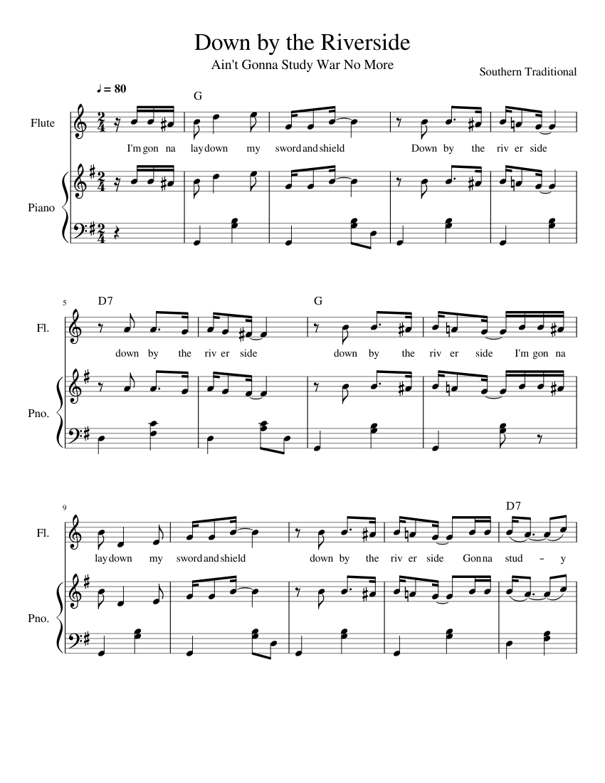 Down by the Riverside Sheet music | Download free in PDF or MIDI ...