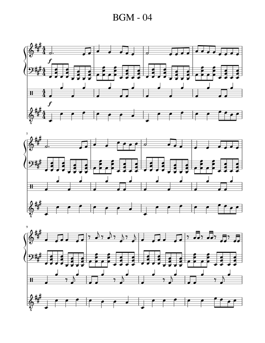 BGM 04 Sheet music for Piano, Percussion, Guitar | Download free in PDF ...