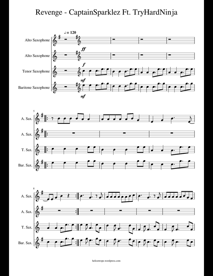 Revenge - CaptainSparklez Ft. TryHardNinja sheet music for Alto ...