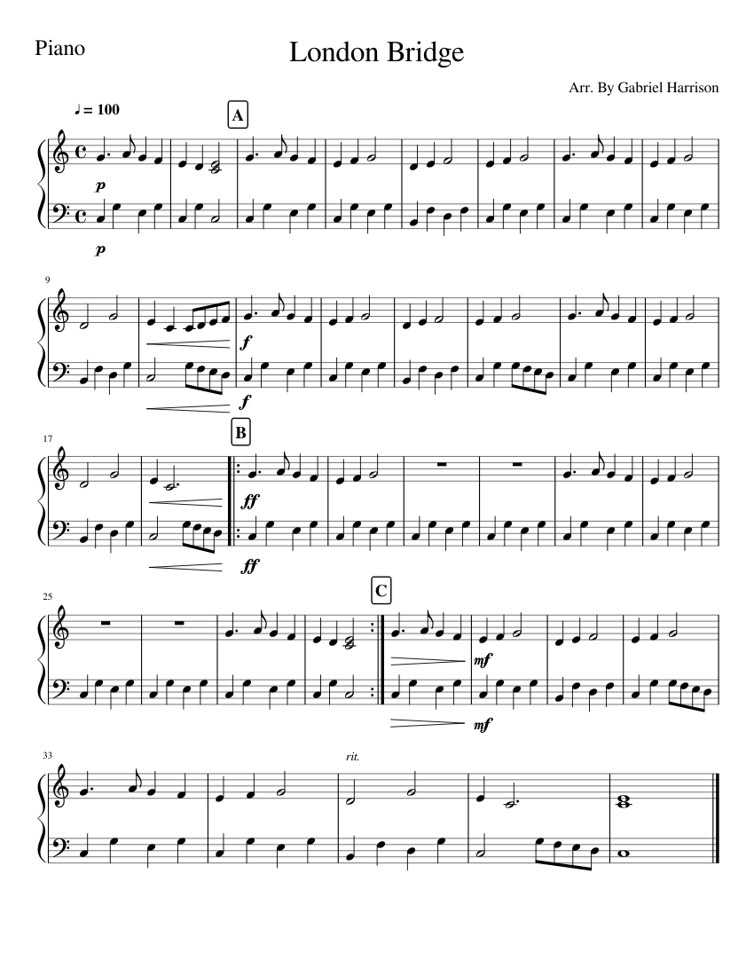 London Bridge Sheet music for Piano | Download free in PDF or MIDI ...