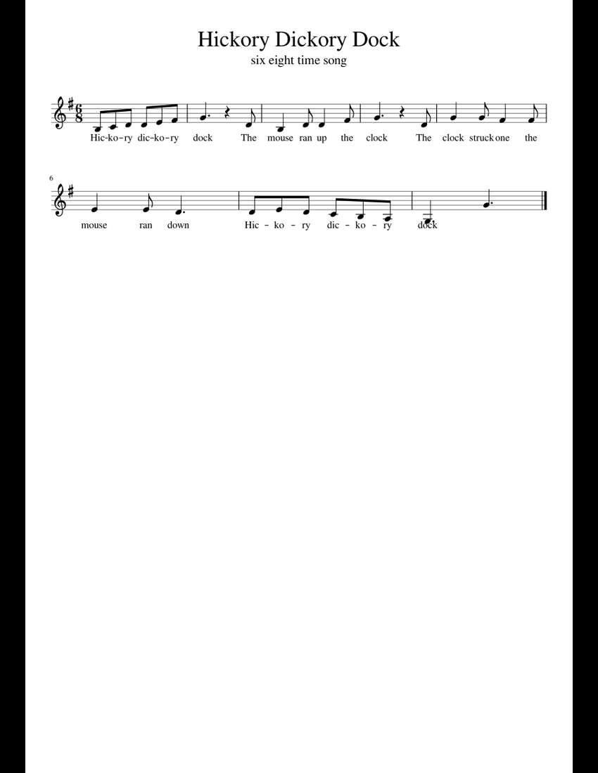 Hickory Dickory Dock sheet music for Piano download free in PDF or MIDI